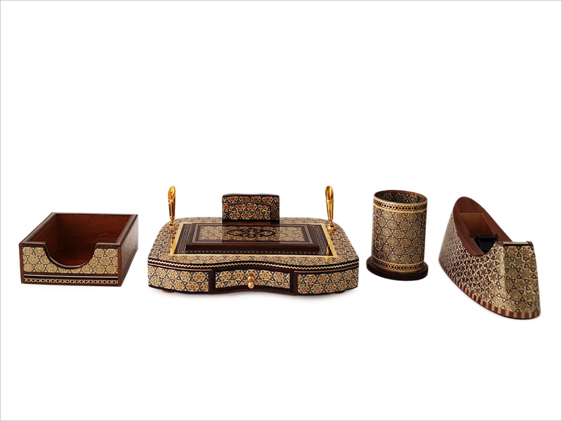 Persian Khatam Desk Organiser Set - 4 Pieces | Craftestan