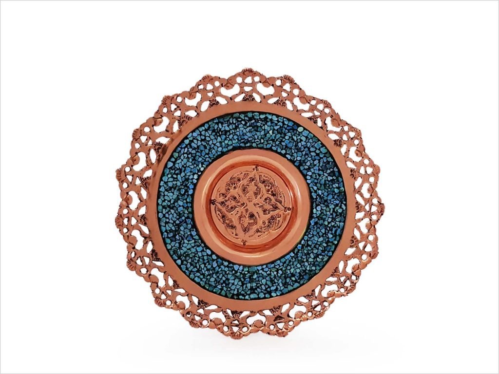 Persian Turquoise Decorative Plate - 18 cm | Craftestan