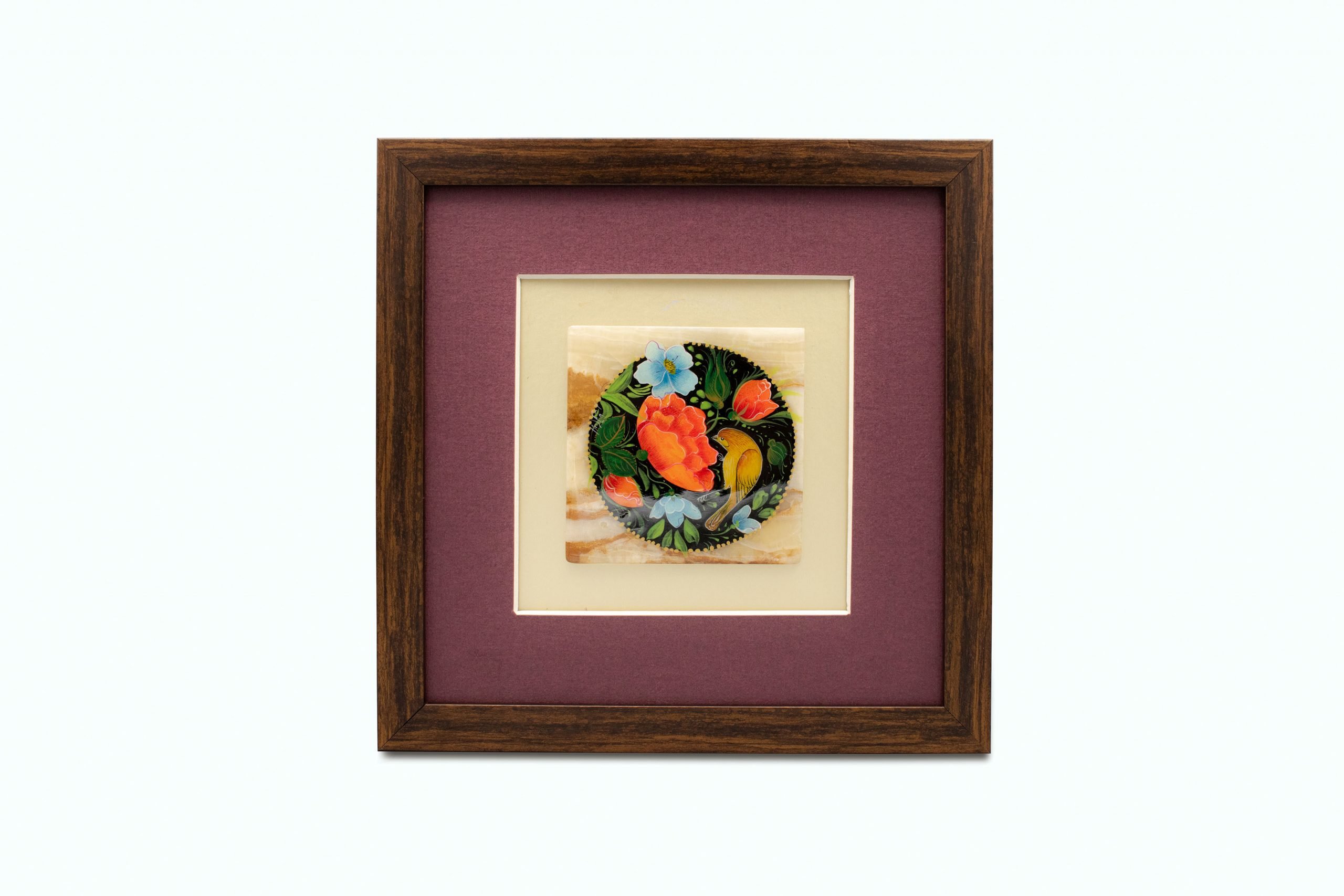 Persian Miniature On Marble - Nightingale & Flowers | Craftestan