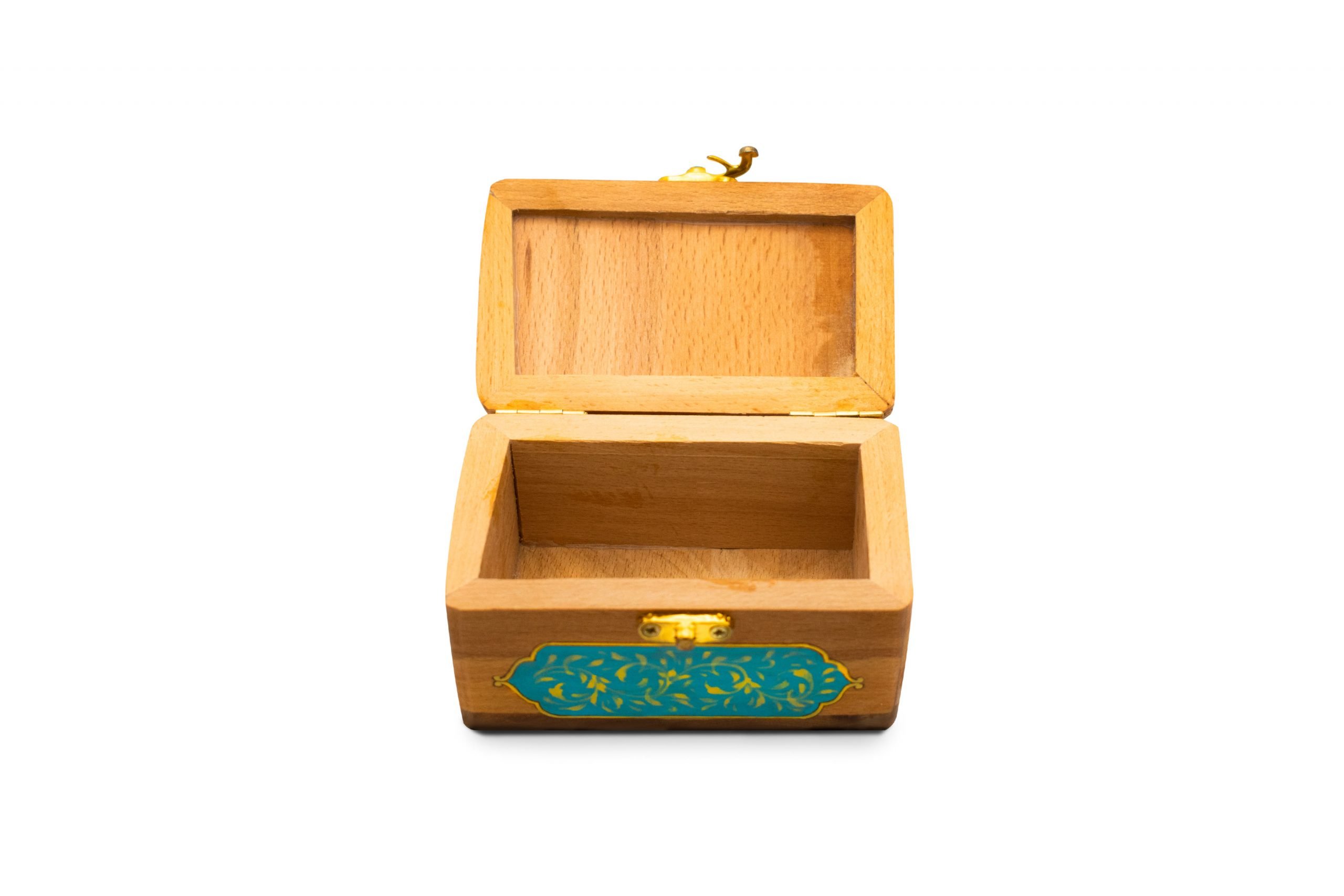 Wooden Watercolour Painted Jewellery Box - Blue Sky - Craftestan