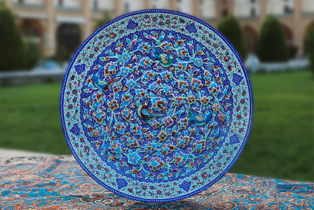 Hand-crafted Persian Enamelled Plate 30 cm | Craftestan