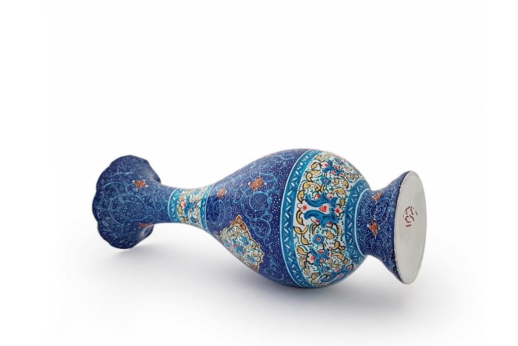 A Pair of Persian Enamel Table Vase - 16 cm - Islimi Pattern | Craftestan